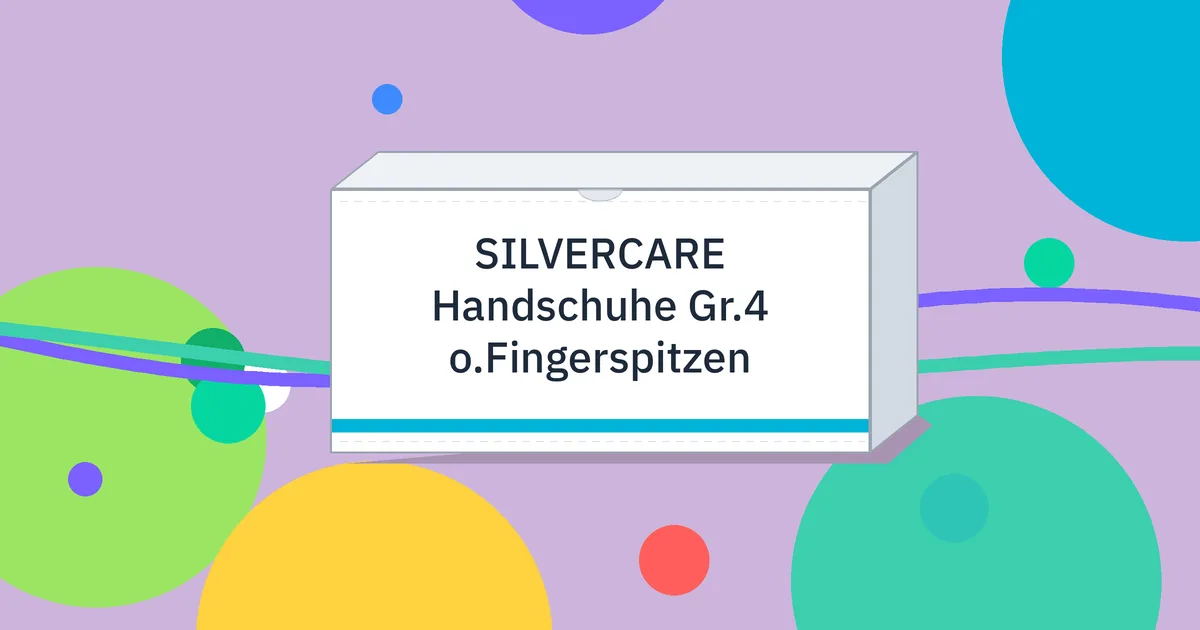 Symbolbild: Packung mit der Aufschrift SILVERCARE Handschuhe Gr.4 o.Fingerspitzen (PZN 09282980) – Verfügbarkeit und Bezug in Apotheken in Frankfurt am Main