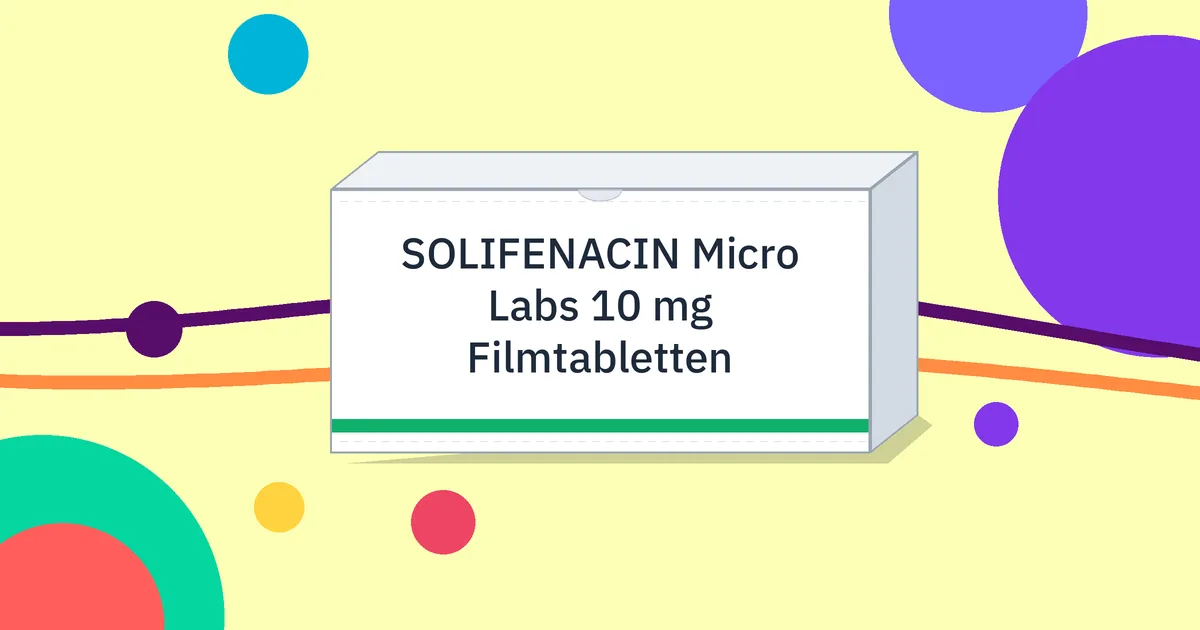 Symbolbild: Packung mit der Aufschrift SOLIFENACIN Micro Labs 10 mg Filmtabletten (PZN 13965153) – Verfügbarkeit und Bezug in Apotheken in Frankfurt am Main