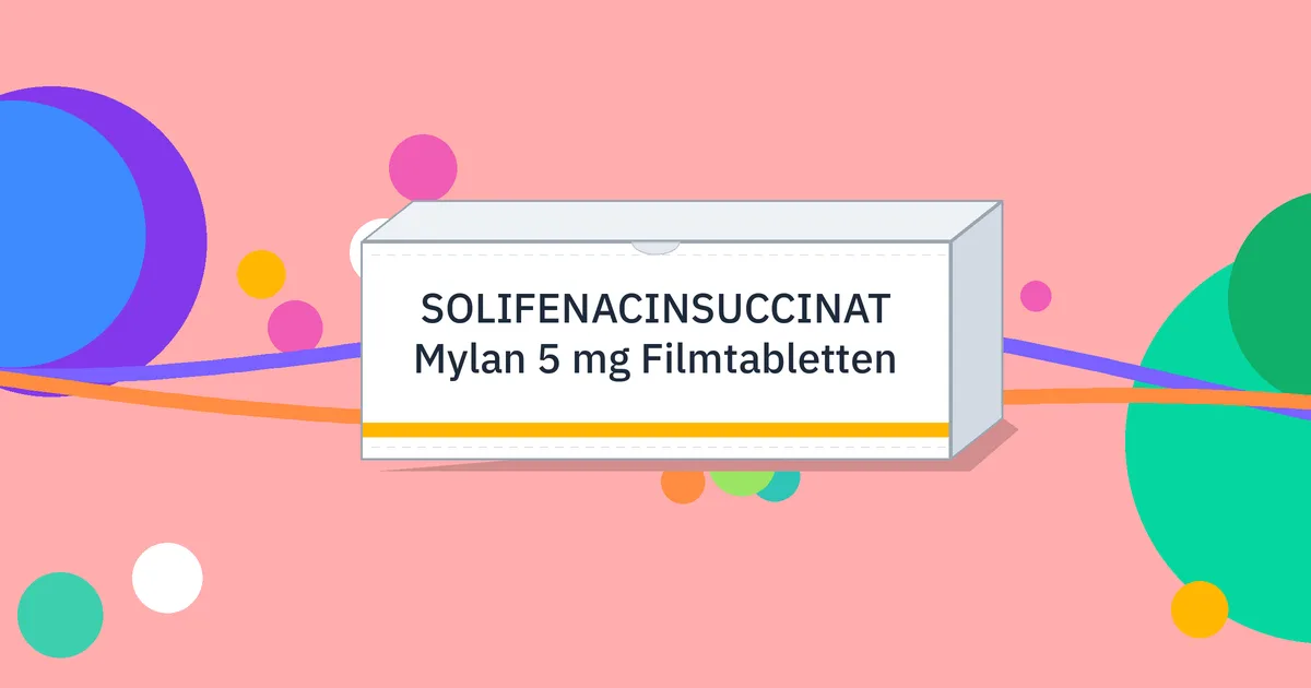 Symbolbild: Packung mit der Aufschrift SOLIFENACINSUCCINAT Mylan 5 mg Filmtabletten (PZN 15024058) – Verfügbarkeit und Bezug in Apotheken in Frankfurt am Main