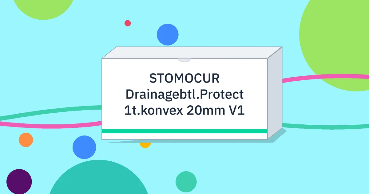 Symbolbild: Packung mit der Aufschrift STOMOCUR Drainagebtl.Protect 1t.konvex 20mm V1 (PZN 18172954) – Verfügbarkeit und Bezug in Apotheken in Frankfurt am Main