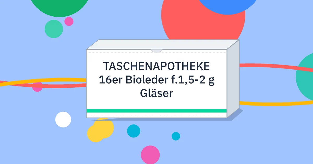 Symbolbild: Packung mit der Aufschrift TASCHENAPOTHEKE 16er Bioleder f.1,5-2 g Gläser (PZN 11035622) – Verfügbarkeit und Bezug in Apotheken in Frankfurt am Main