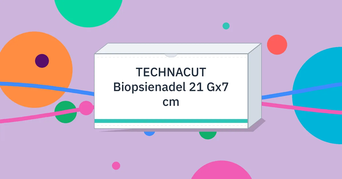 Symbolbild: Packung mit der Aufschrift TECHNACUT Biopsienadel 21 Gx7 cm (PZN 06771796) – Verfügbarkeit und Bezug in Apotheken in Frankfurt am Main