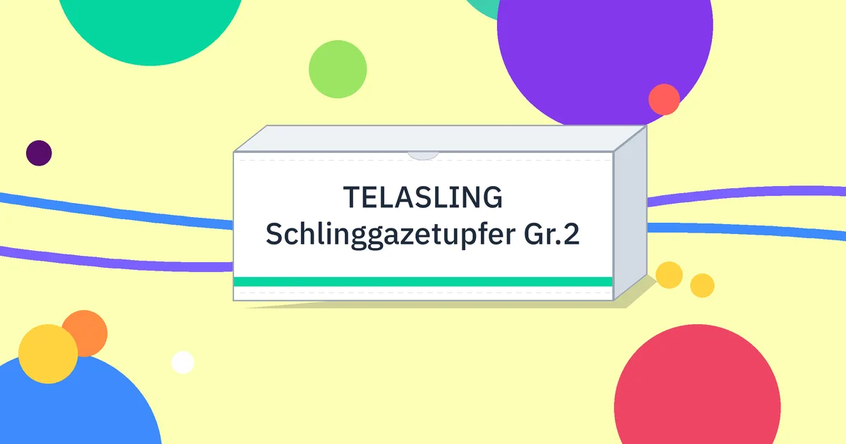 Symbolbild: Packung mit der Aufschrift TELASLING Schlinggazetupfer Gr.2 (PZN 19890172) – Verfügbarkeit und Bezug in Apotheken in Frankfurt am Main