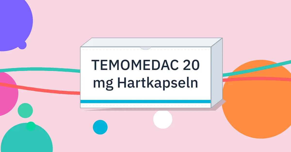 Symbolbild: Packung mit der Aufschrift TEMOMEDAC 20 mg Hartkapseln (PZN 09541648) – Verfügbarkeit und Bezug in Apotheken in Frankfurt am Main