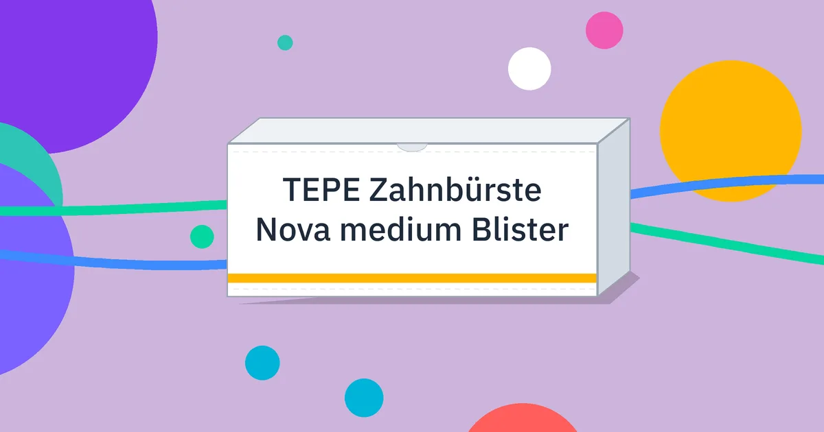 Symbolbild: Packung mit der Aufschrift TEPE Zahnbürste Nova medium Blister (PZN 17604156) – Verfügbarkeit und Bezug in Apotheken in Frankfurt am Main