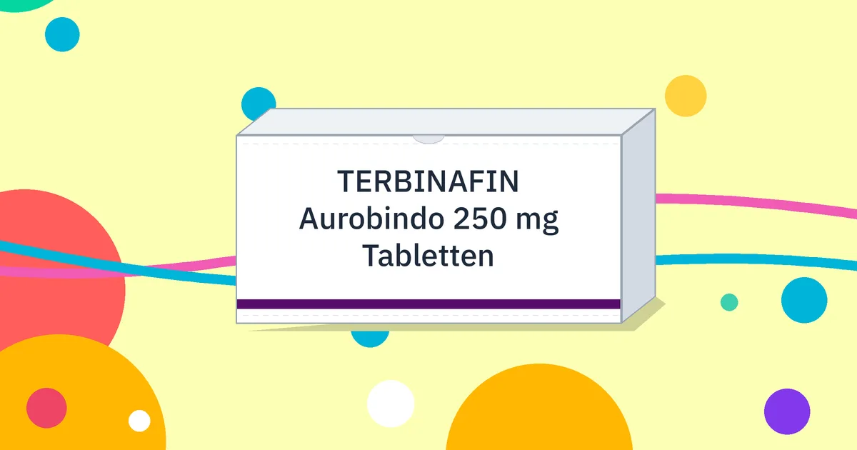 Symbolbild: Packung mit der Aufschrift TERBINAFIN Aurobindo 250 mg Tabletten (PZN 09763952) – Verfügbarkeit und Bezug in Apotheken in Frankfurt am Main