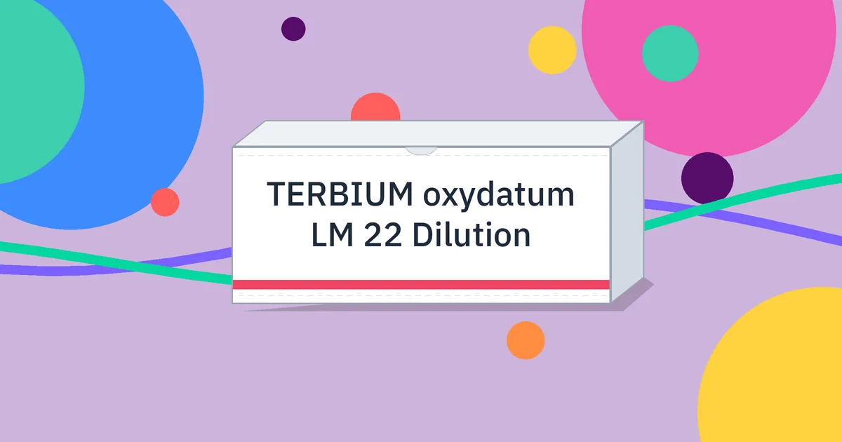 Symbolbild: Packung mit der Aufschrift TERBIUM oxydatum LM 22 Dilution (PZN 13216262) – Verfügbarkeit und Bezug in Apotheken in Frankfurt am Main
