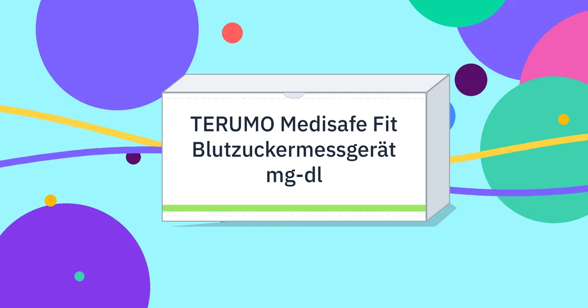 Symbolbild: Packung mit der Aufschrift TERUMO Medisafe Fit Blutzuckermessgerät mg-dl (PZN 10270456) – Verfügbarkeit und Bezug in Apotheken in Frankfurt am Main