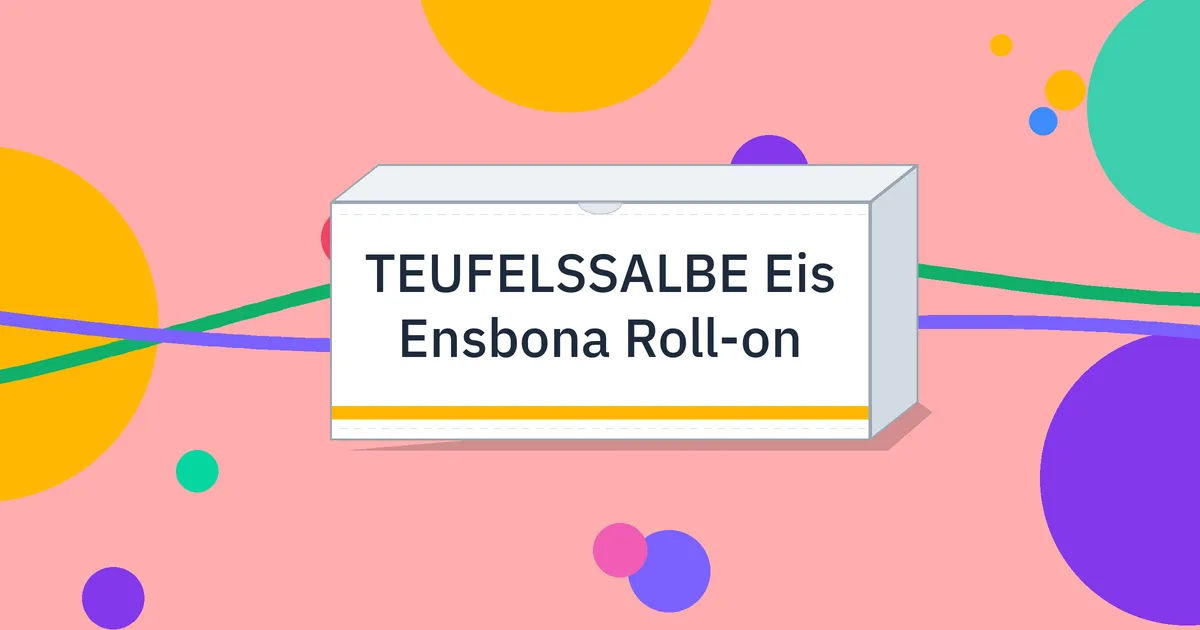 Symbolbild: Packung mit der Aufschrift TEUFELSSALBE Eis Ensbona Roll-on (PZN 17935976) – Verfügbarkeit und Bezug in Apotheken in Frankfurt am Main