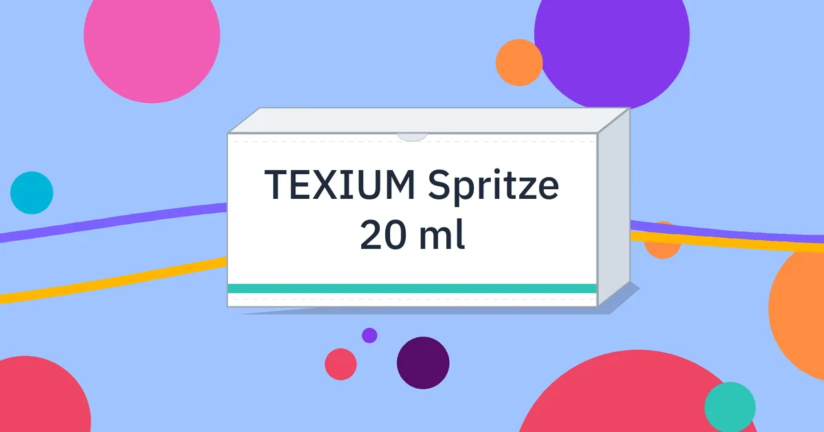 Symbolbild: Packung mit der Aufschrift TEXIUM Spritze 20 ml (PZN 20862270) – Verfügbarkeit und Bezug in Apotheken in Frankfurt am Main