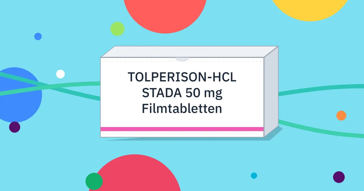 Symbolbild: Packung mit der Aufschrift TOLPERISON-HCL STADA 50 mg Filmtabletten (PZN 09301909) – Verfügbarkeit und Bezug in Apotheken in Frankfurt am Main