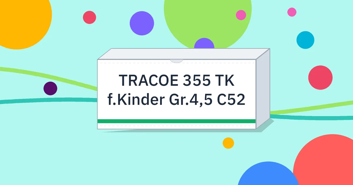 Symbolbild: Packung mit der Aufschrift TRACOE 355 TK f.Kinder Gr.4,5 C52 (PZN 11644290) – Verfügbarkeit und Bezug in Apotheken in Frankfurt am Main