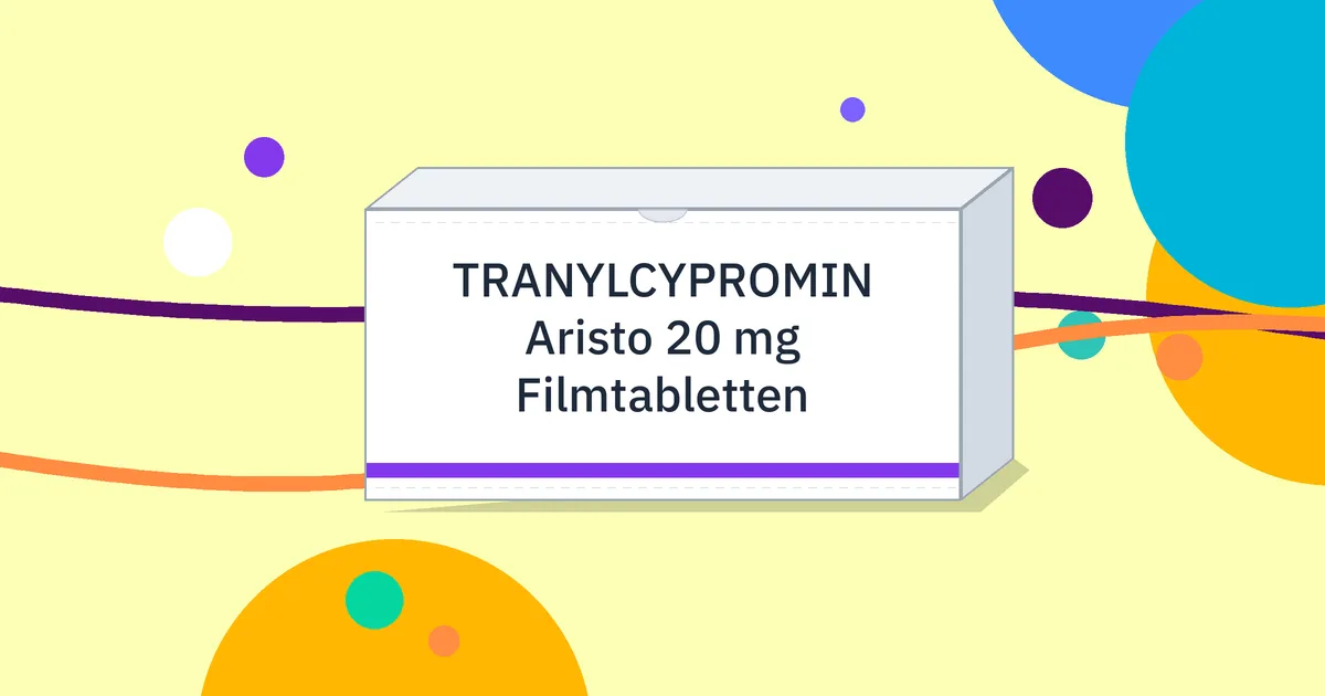 Symbolbild: Packung mit der Aufschrift TRANYLCYPROMIN Aristo 20 mg Filmtabletten (PZN 12461829) – Verfügbarkeit und Bezug in Apotheken in Frankfurt am Main