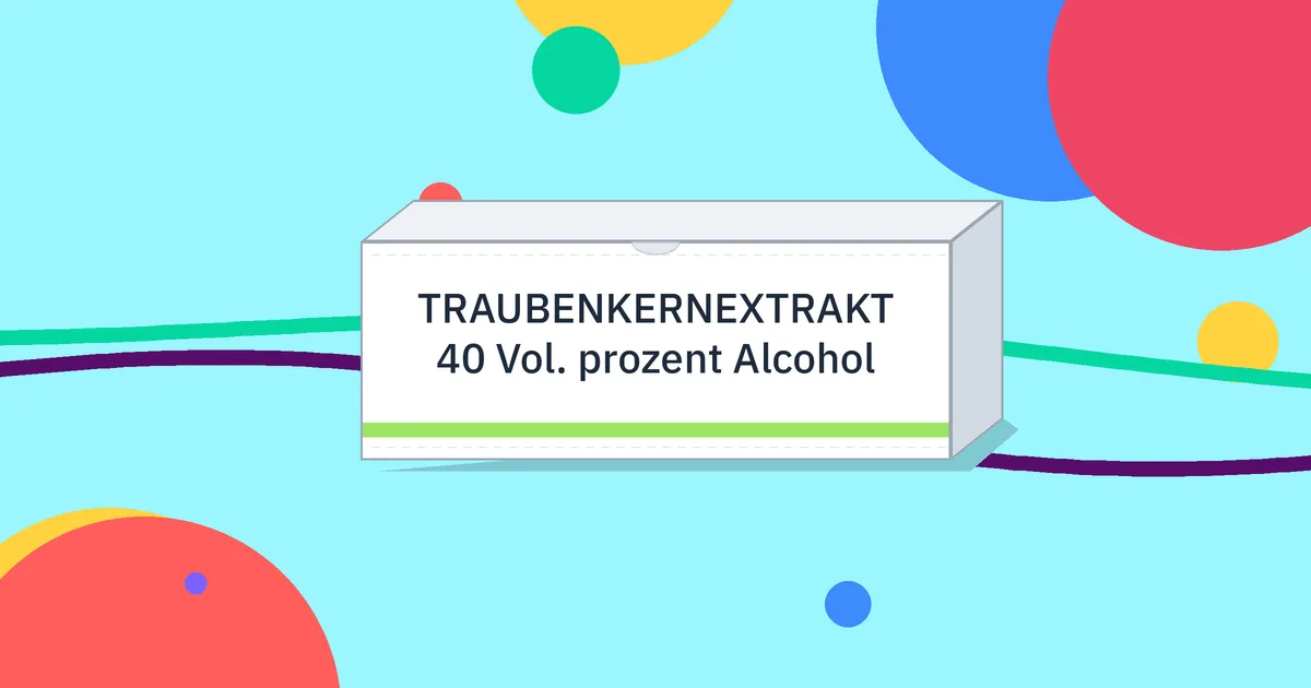 Symbolbild: Packung mit der Aufschrift TRAUBENKERNEXTRAKT 40 Vol. prozent Alcohol (PZN 16242343) – Verfügbarkeit und Bezug in Apotheken in Frankfurt am Main