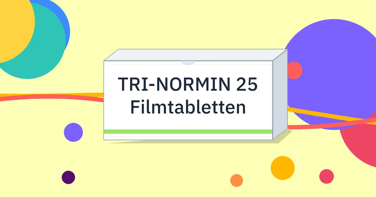 Symbolbild: Packung mit der Aufschrift TRI-NORMIN 25 Filmtabletten (PZN 02767349) – Verfügbarkeit und Bezug in Apotheken in Frankfurt am Main