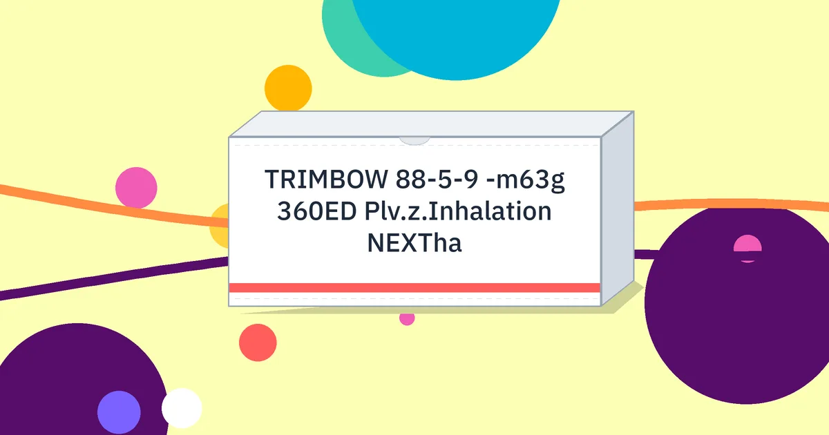 Symbolbild: Packung mit der Aufschrift TRIMBOW 88-5-9 -m63g 360ED Plv.z.Inhalation NEXTha (PZN 18199605) – Verfügbarkeit und Bezug in Apotheken in Frankfurt am Main