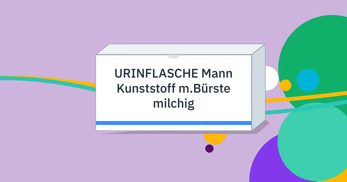 Symbolbild: Packung mit der Aufschrift URINFLASCHE Mann Kunststoff m.Bürste milchig (PZN 03841131) – Verfügbarkeit und Bezug in Apotheken in Frankfurt am Main