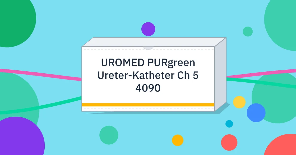 Symbolbild: Packung mit der Aufschrift UROMED PURgreen Ureter-Katheter Ch 5 4090 (PZN 01989639) – Verfügbarkeit und Bezug in Apotheken in Frankfurt am Main