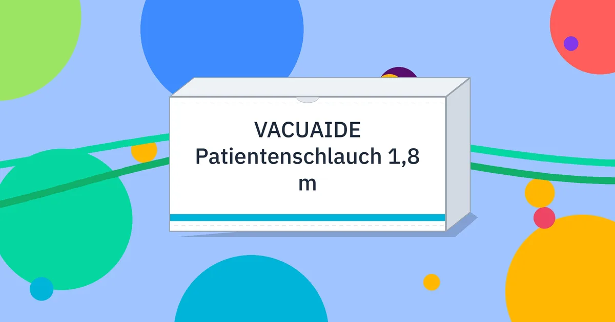 Symbolbild: Packung mit der Aufschrift VACUAIDE Patientenschlauch 1,8 m (PZN 10547739) – Verfügbarkeit und Bezug in Apotheken in Frankfurt am Main