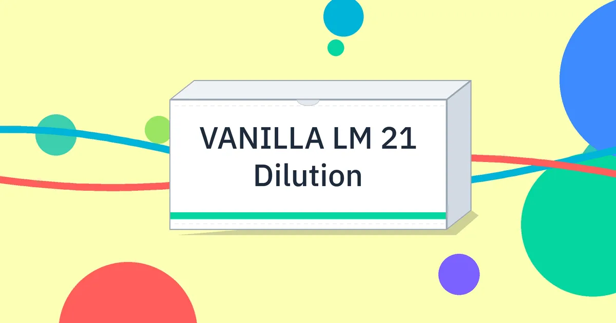 Symbolbild: Packung mit der Aufschrift VANILLA LM 21 Dilution (PZN 13263787) – Verfügbarkeit und Bezug in Apotheken in Frankfurt am Main