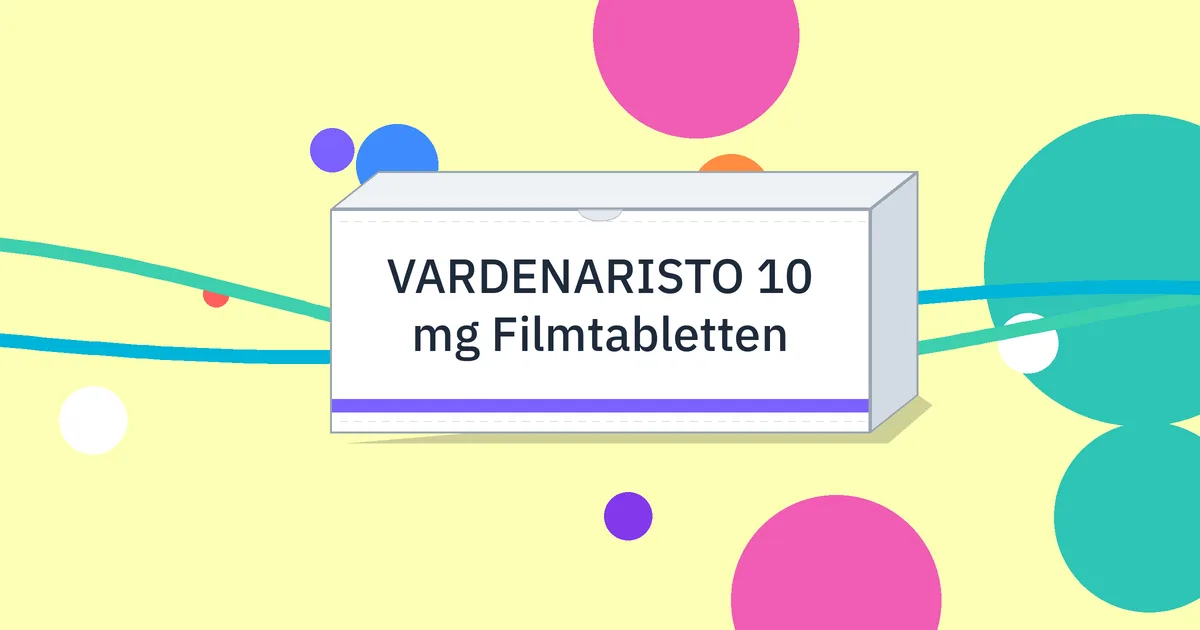 Symbolbild: Packung mit der Aufschrift VARDENARISTO 10 mg Filmtabletten (PZN 14131510) – Verfügbarkeit und Bezug in Apotheken in Frankfurt am Main