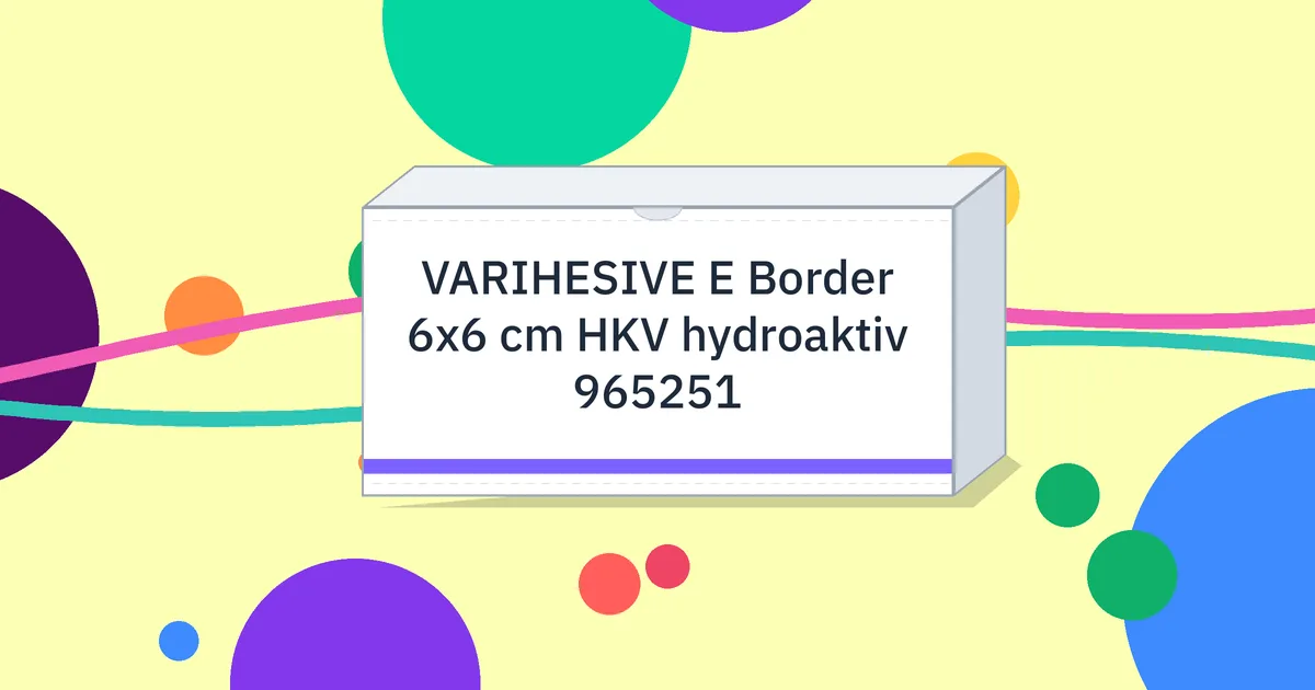 Symbolbild: Packung mit der Aufschrift VARIHESIVE E Border 6x6 cm HKV hydroaktiv 965251 (PZN 01891225) – Verfügbarkeit und Bezug in Apotheken in Frankfurt am Main