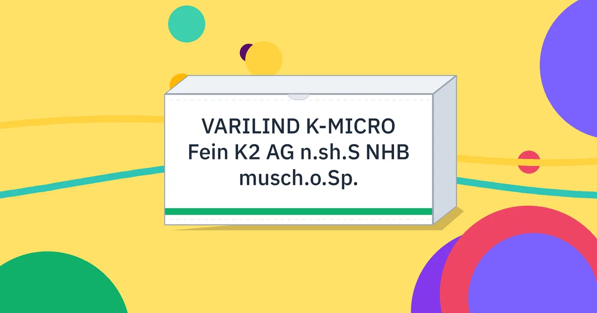 Symbolbild: Packung mit der Aufschrift VARILIND K-MICRO Fein K2 AG n.sh.S NHB musch.o.Sp. (PZN 20557064) – Verfügbarkeit und Bezug in Apotheken in Frankfurt am Main