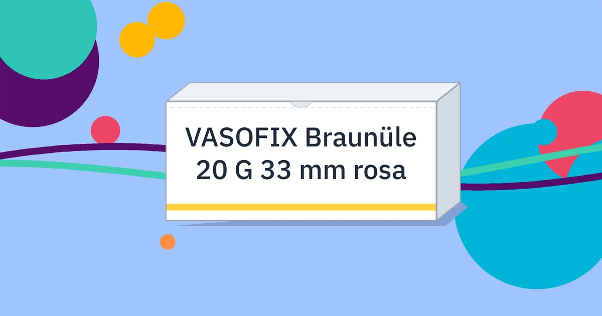 Symbolbild: Packung mit der Aufschrift VASOFIX Braunüle 20 G 33 mm rosa (PZN 20827150) – Verfügbarkeit und Bezug in Apotheken in Frankfurt am Main