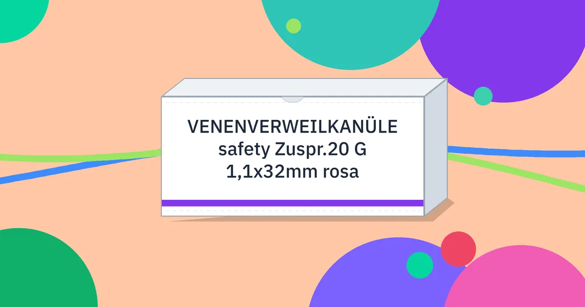 Symbolbild: Packung mit der Aufschrift VENENVERWEILKANÜLE safety Zuspr.20 G 1,1x32mm rosa (PZN 18717684) – Verfügbarkeit und Bezug in Apotheken in Frankfurt am Main