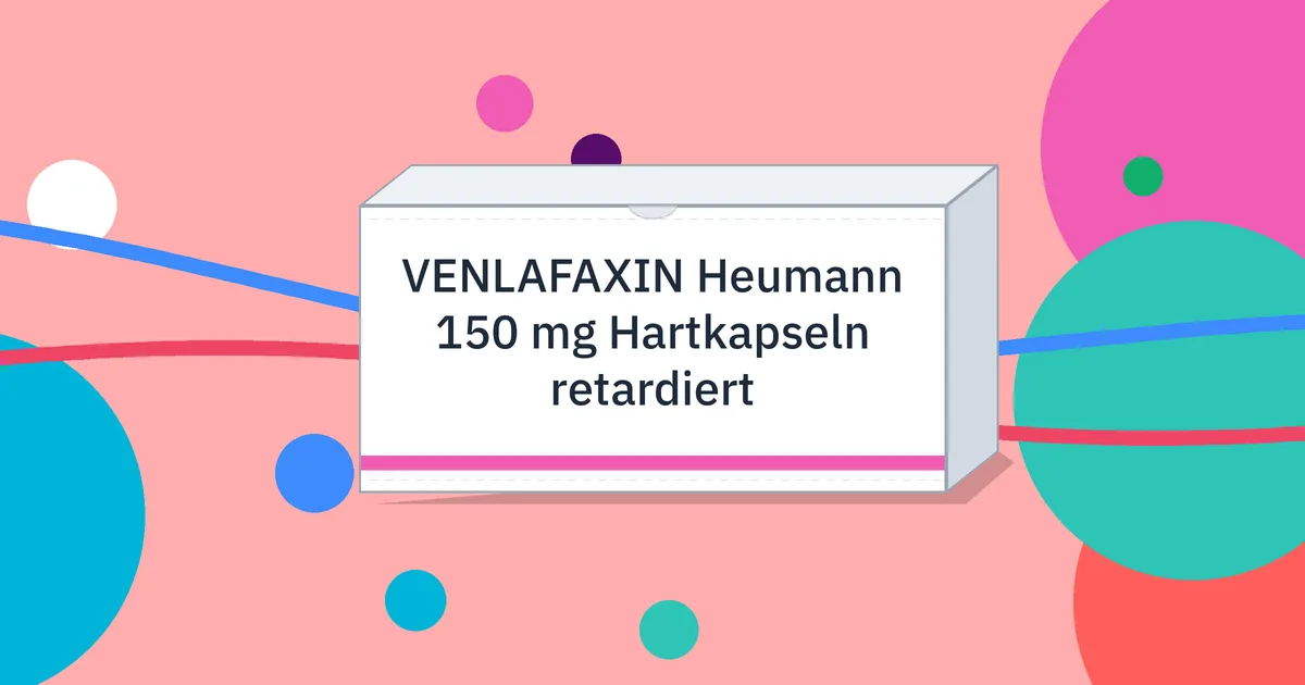 Symbolbild: Packung mit der Aufschrift VENLAFAXIN Heumann 150 mg Hartkapseln retardiert (PZN 11566437) – Verfügbarkeit und Bezug in Apotheken in Frankfurt am Main