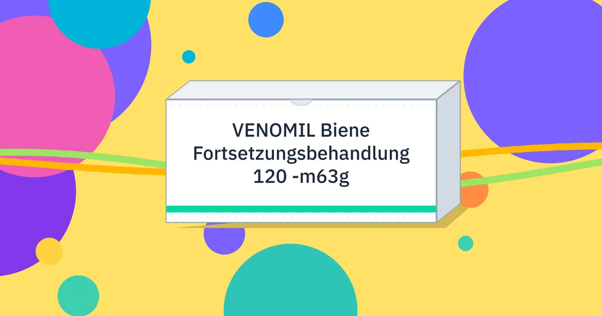 Symbolbild: Packung mit der Aufschrift VENOMIL Biene Fortsetzungsbehandlung 120 -m63g (PZN 06957940) – Verfügbarkeit und Bezug in Apotheken in Frankfurt am Main