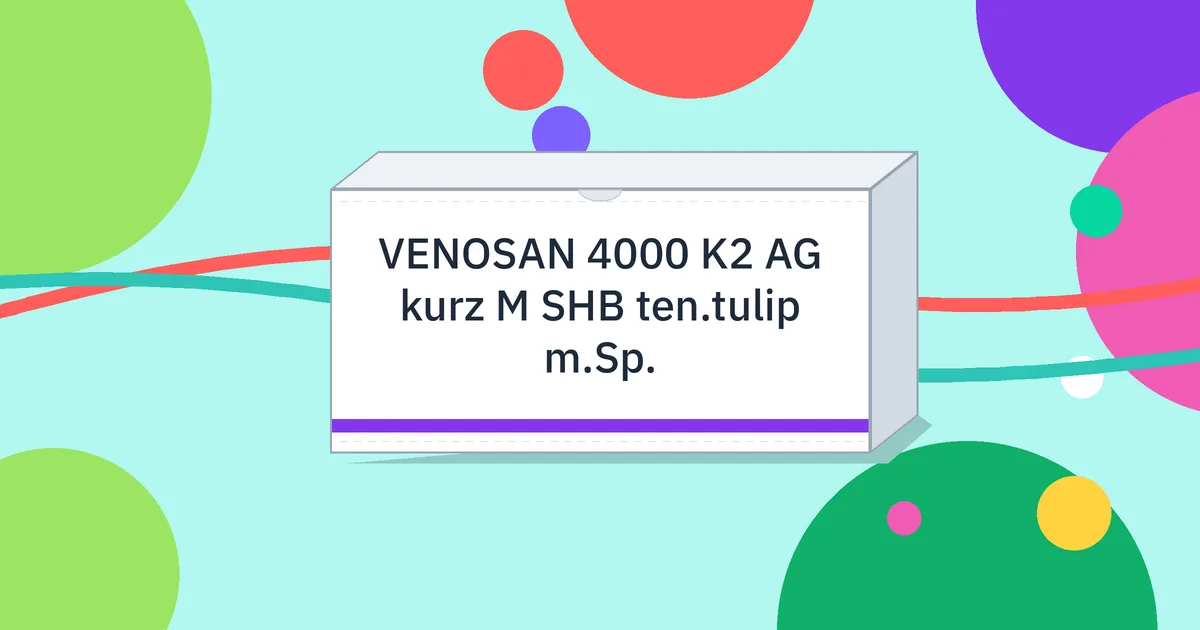 Symbolbild: Packung mit der Aufschrift VENOSAN 4000 K2 AG kurz M SHB ten.tulip m.Sp. (PZN 19154533) – Verfügbarkeit und Bezug in Apotheken in Frankfurt am Main