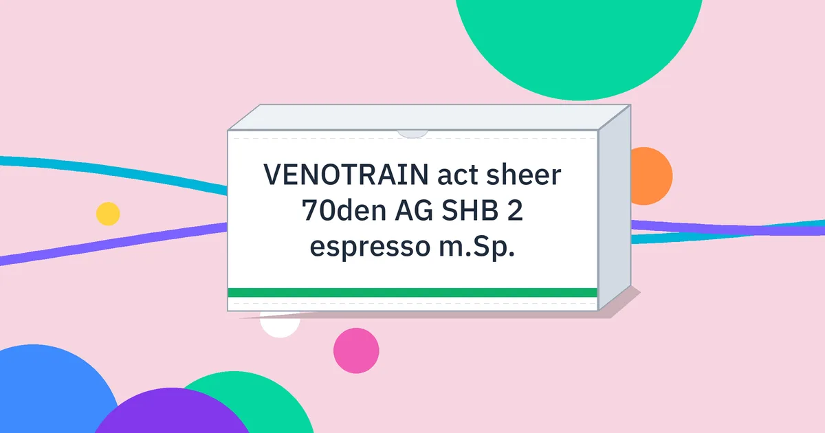 Symbolbild: Packung mit der Aufschrift VENOTRAIN act sheer 70den AG SHB 2 espresso m.Sp. (PZN 16208116) – Verfügbarkeit und Bezug in Apotheken in Frankfurt am Main