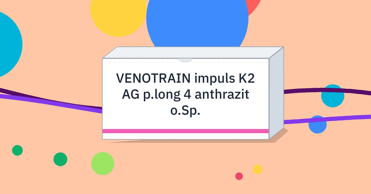 Symbolbild: Packung mit der Aufschrift VENOTRAIN impuls K2 AG p.long 4 anthrazit o.Sp. (PZN 15212794) – Verfügbarkeit und Bezug in Apotheken in Frankfurt am Main