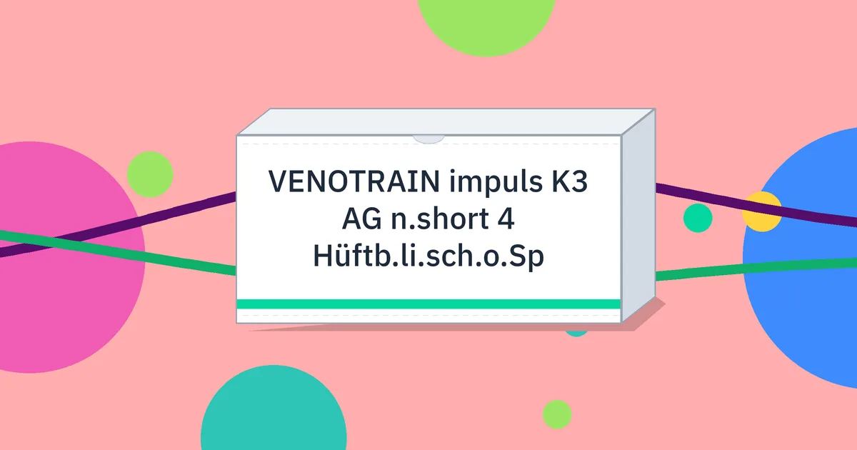 Symbolbild: Packung mit der Aufschrift VENOTRAIN impuls K3 AG n.short 4 Hüftb.li.sch.o.Sp (PZN 10295870) – Verfügbarkeit und Bezug in Apotheken in Frankfurt am Main