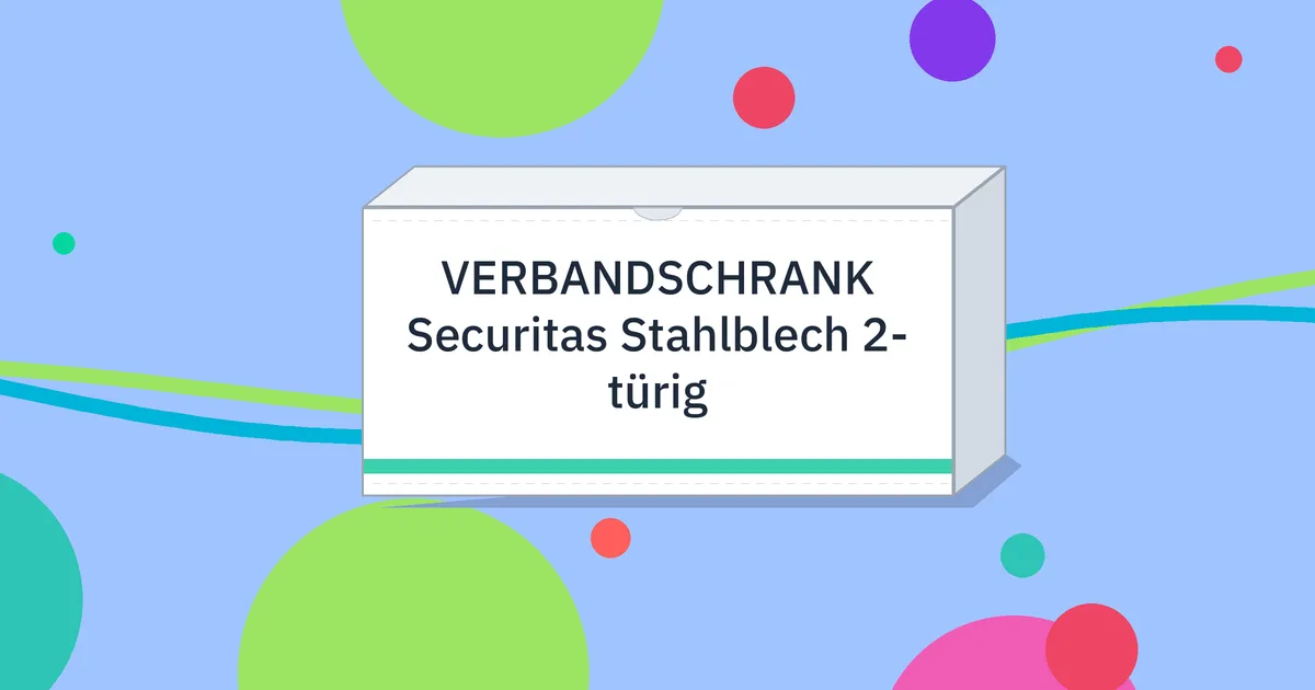 Symbolbild: Packung mit der Aufschrift VERBANDSCHRANK Securitas Stahlblech 2-türig (PZN 03815607) – Verfügbarkeit und Bezug in Apotheken in Frankfurt am Main
