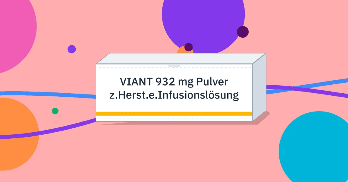 Symbolbild: Packung mit der Aufschrift VIANT 932 mg Pulver z.Herst.e.Infusionslösung (PZN 18276027) – Verfügbarkeit und Bezug in Apotheken in Frankfurt am Main