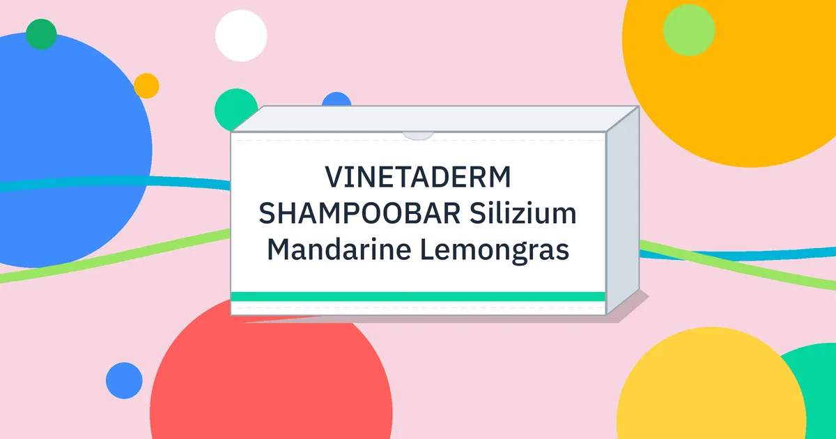 Symbolbild: Packung mit der Aufschrift VINETADERM SHAMPOOBAR Silizium Mandarine Lemongras (PZN 18369993) – Verfügbarkeit und Bezug in Apotheken in Frankfurt am Main