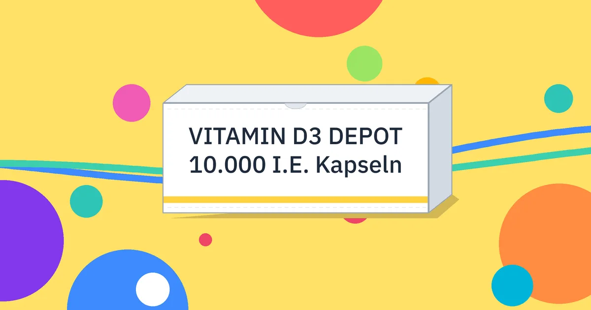 Symbolbild: Packung mit der Aufschrift VITAMIN D3 DEPOT 10.000 I.E. Kapseln (PZN 15814091) – Verfügbarkeit und Bezug in Apotheken in Frankfurt am Main