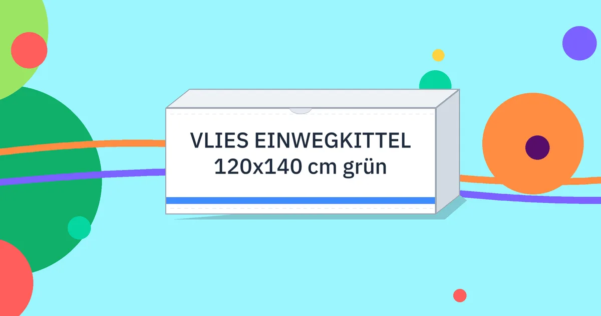 Symbolbild: Packung mit der Aufschrift VLIES EINWEGKITTEL 120x140 cm grün (PZN 11879142) – Verfügbarkeit und Bezug in Apotheken in Frankfurt am Main