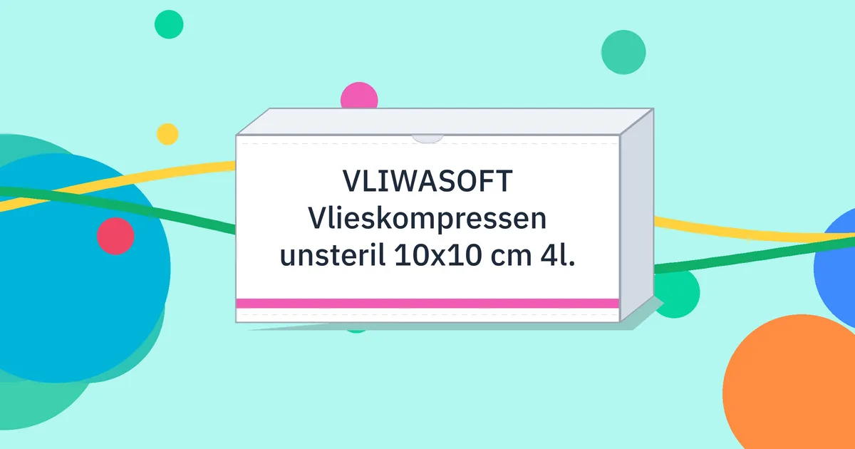 Symbolbild: Packung mit der Aufschrift VLIWASOFT Vlieskompressen unsteril 10x10 cm 4l. (PZN 15431527) – Verfügbarkeit und Bezug in Apotheken in Frankfurt am Main