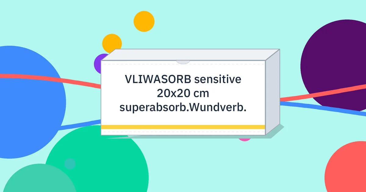 Symbolbild: Packung mit der Aufschrift VLIWASORB sensitive 20x20 cm superabsorb.Wundverb. (PZN 20141352) – Verfügbarkeit und Bezug in Apotheken in Frankfurt am Main