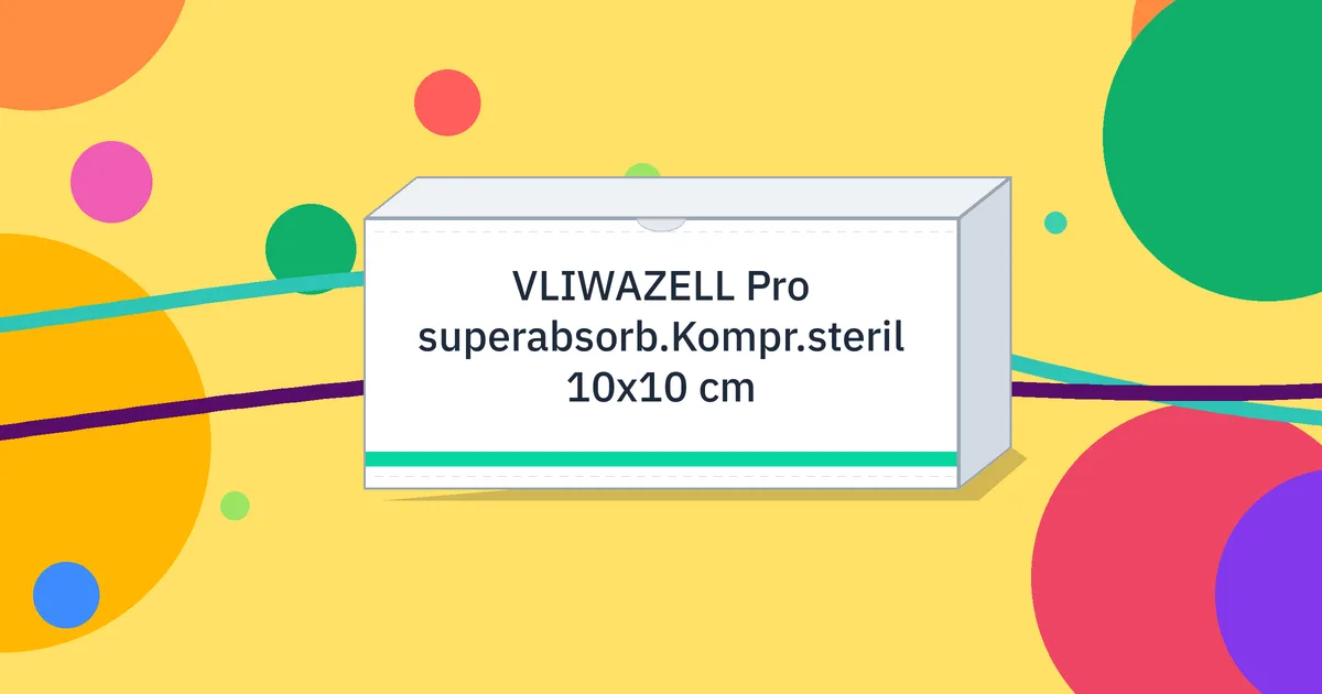 Symbolbild: Packung mit der Aufschrift VLIWAZELL Pro superabsorb.Kompr.steril 10x10 cm (PZN 17162327) – Verfügbarkeit und Bezug in Apotheken in Frankfurt am Main