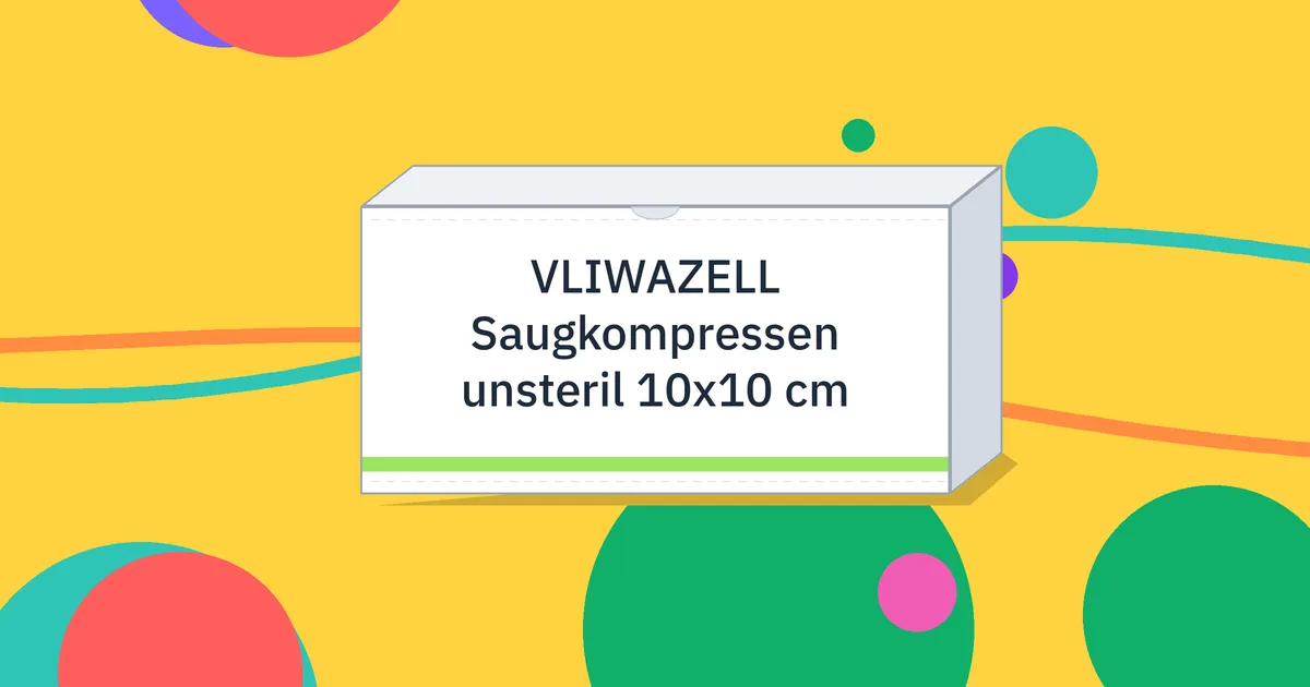Symbolbild: Packung mit der Aufschrift VLIWAZELL Saugkompressen unsteril 10x10 cm (PZN 07558538) – Verfügbarkeit und Bezug in Apotheken in Frankfurt am Main