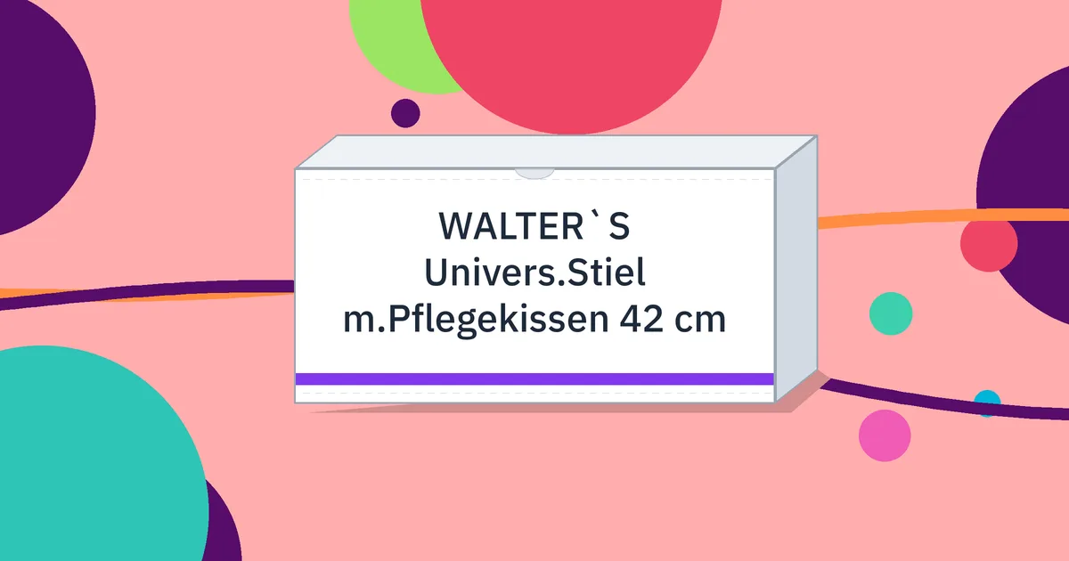 Symbolbild: Packung mit der Aufschrift WALTER`S Univers.Stiel m.Pflegekissen 42 cm (PZN 00516643) – Verfügbarkeit und Bezug in Apotheken in Frankfurt am Main