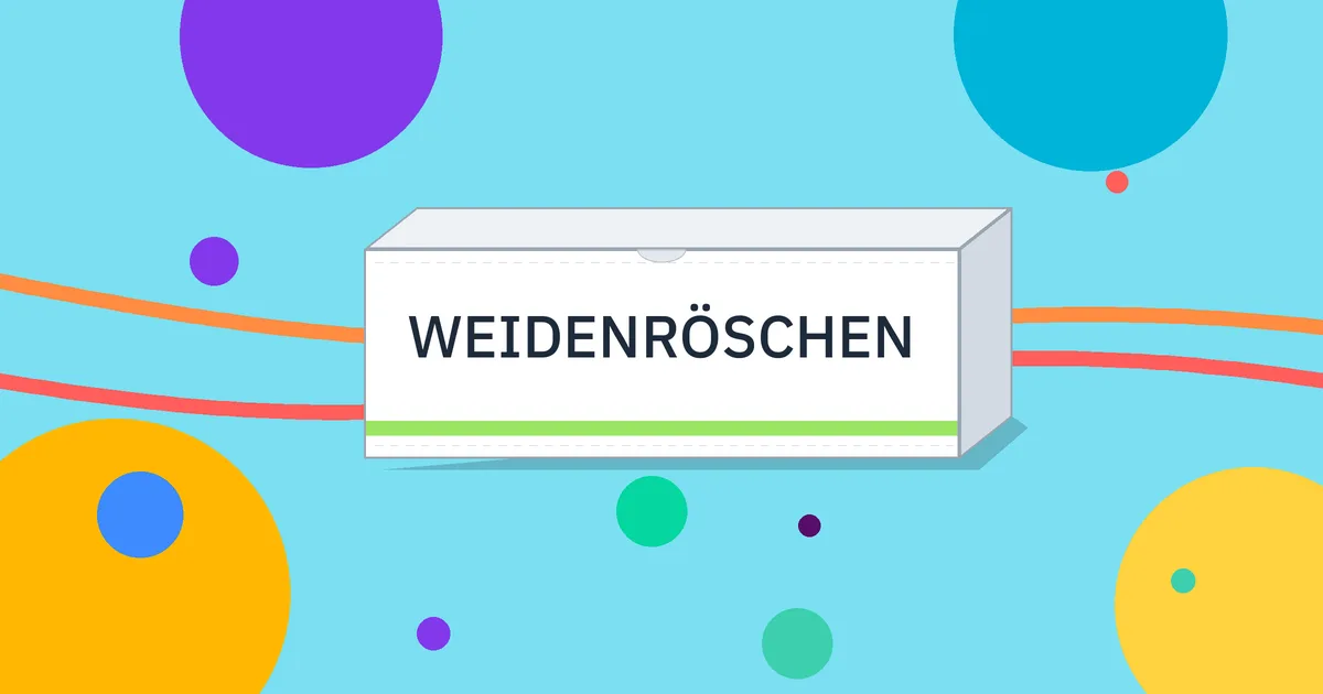 Symbolbild: Packung mit der Aufschrift WEIDENRÖSCHEN (PZN 08466123) – Verfügbarkeit und Bezug in Apotheken in Frankfurt am Main