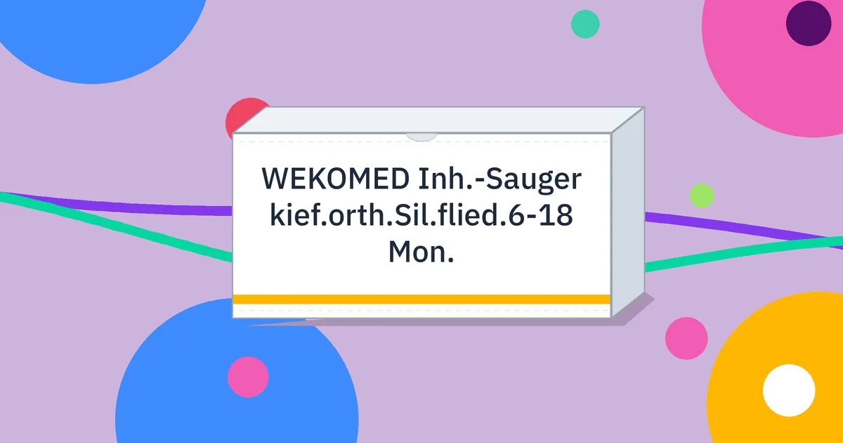 Symbolbild: Packung mit der Aufschrift WEKOMED Inh.-Sauger kief.orth.Sil.flied.6-18 Mon. (PZN 09238246) – Verfügbarkeit und Bezug in Apotheken in Frankfurt am Main