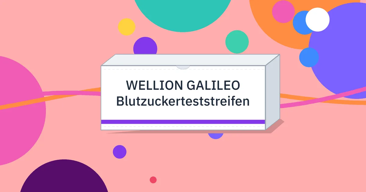 Symbolbild: Packung mit der Aufschrift WELLION GALILEO Blutzuckerteststreifen (PZN 12470142) – Verfügbarkeit und Bezug in Apotheken in Frankfurt am Main