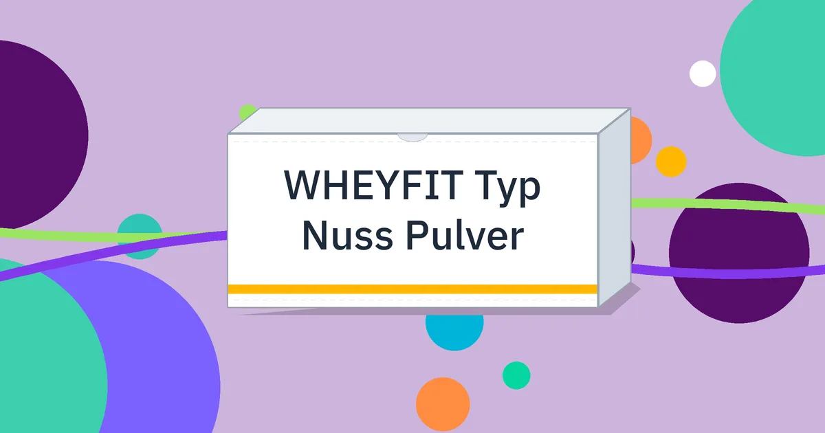 Symbolbild: Packung mit der Aufschrift WHEYFIT Typ Nuss Pulver (PZN 13227917) – Verfügbarkeit und Bezug in Apotheken in Frankfurt am Main