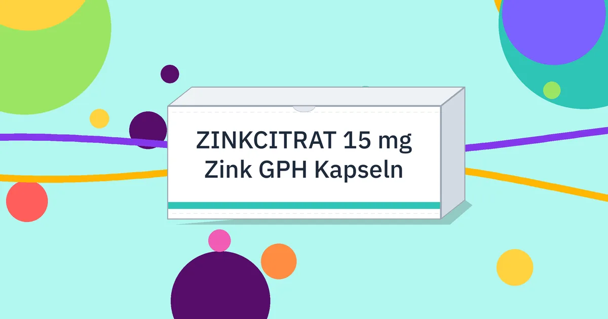 Symbolbild: Packung mit der Aufschrift ZINKCITRAT 15 mg Zink GPH Kapseln (PZN 20283804) – Verfügbarkeit und Bezug in Apotheken in Frankfurt am Main